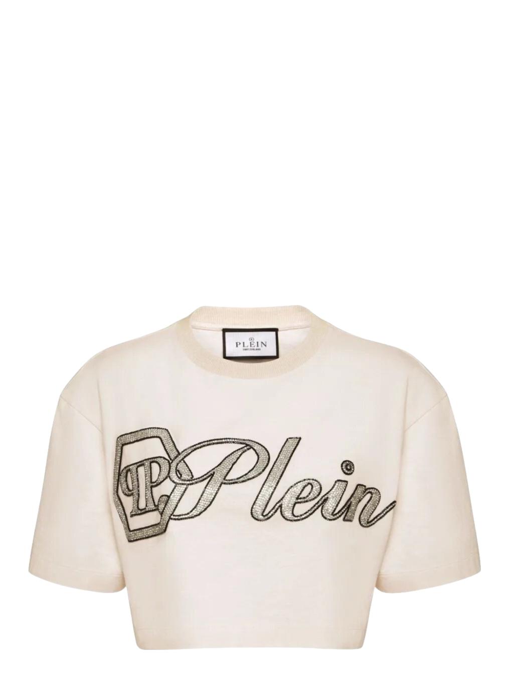 PHILIPP PLEIN Philipp Plein Crystal Signature Cropped T-Shirt